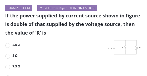 If the power supplied by current source shown in figure is double of ...