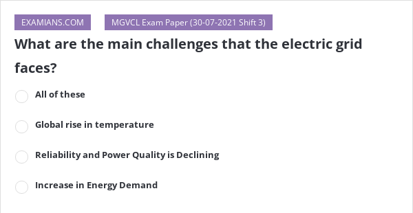 What are the main challenges that the electric grid faces? | EXAMIANS