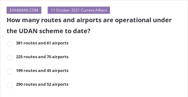 How many routes and airports are operational under the UDAN scheme to ...