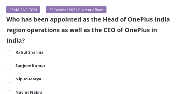 Who has been appointed as the Head of OnePlus India region operations ...