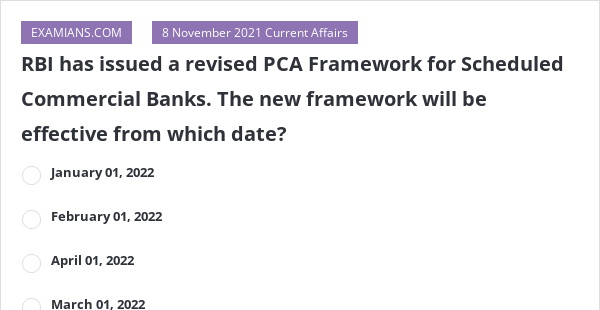 RBI has issued a revised PCA Framework for Scheduled Commercial Banks ...