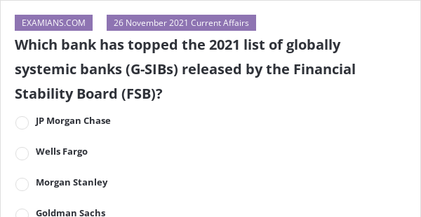 Which bank has topped the 2021 list of globally systemic banks (G-SIBs ...