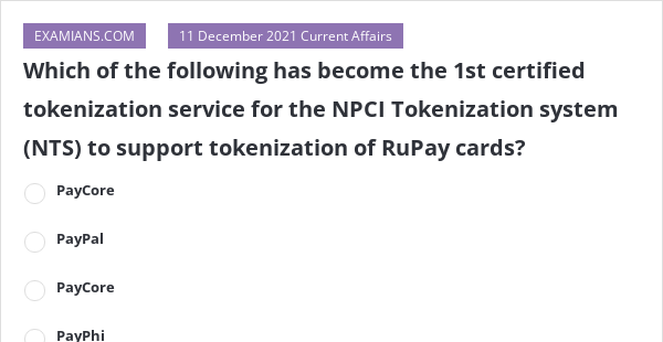 Which of the following has become the 1st certified tokenization ...