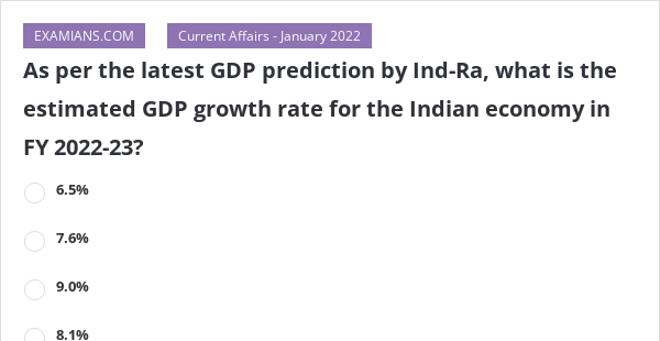 As Per The Latest Gdp Prediction By Ind Ra What Is The Estimated Gdp