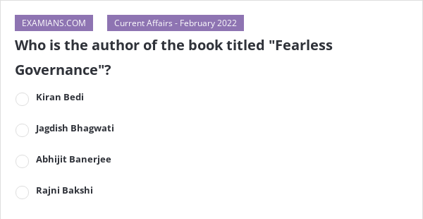 Who is the author of the book titled "Fearless Governance"? | EXAMIANS