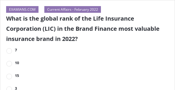 What is the global rank of the Life Insurance Corporation (LIC) in the ...