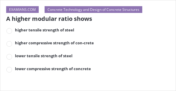 A higher modular ratio shows | EXAMIANS
