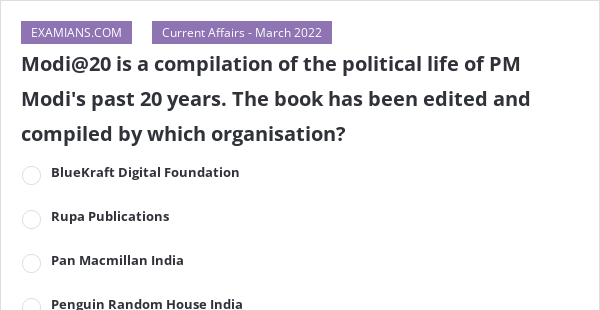 Modi@20 is a compilation of the political life of PM Modi's past 20 ...
