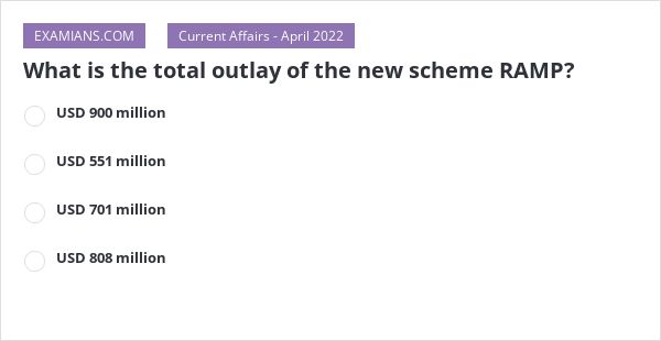 What is the total outlay of the new scheme RAMP? | EXAMIANS