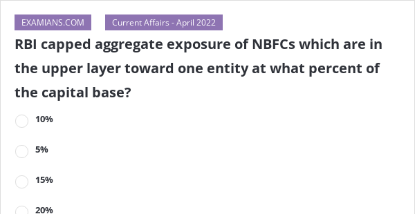 RBI capped aggregate exposure of NBFCs which are in the upper layer ...