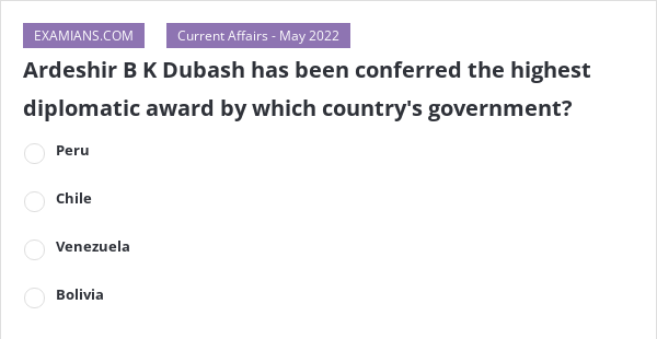 Ardeshir B K Dubash has been conferred the highest diplomatic award by ...