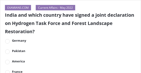 India and which country have signed a joint declaration on Hydrogen ...