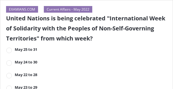 United Nations is being celebrated "International Week of Solidarity ...