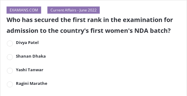 Who has secured the first rank in the examination for admission to the ...