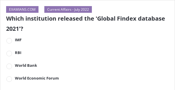 Which institution released the 'Global Findex database 2021'? | EXAMIANS