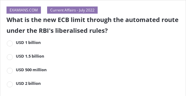 What is the new ECB limit through the automated route under the RBI's ...