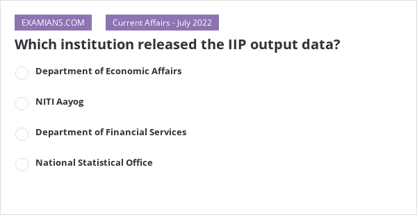 Which institution released the IIP output data? | EXAMIANS