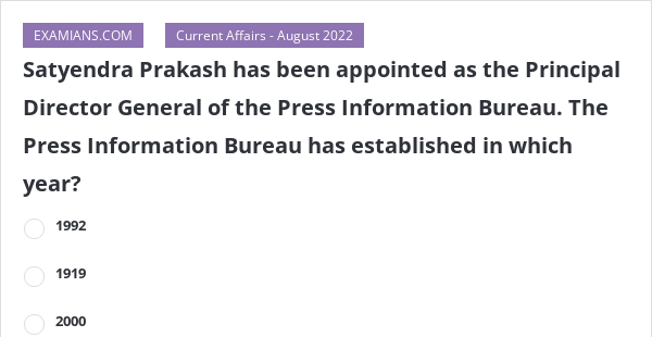 Satyendra Prakash has been appointed as the Principal Director General ...