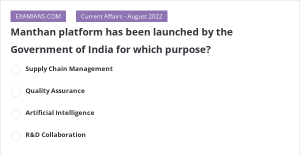 Manthan platform has been launched by the Government of India for which ...