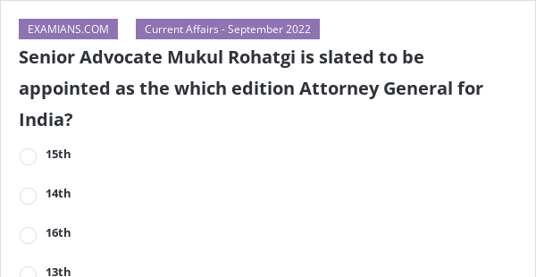 Senior Advocate Mukul Rohatgi is slated to be appointed as the which ...