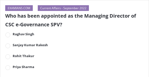 Who has been appointed as the Managing Director of CSC e-Governance SPV ...