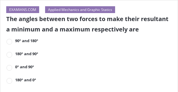 The angles between two forces to make their resultant a minimum and a ...