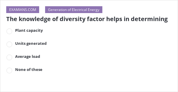 The knowledge of diversity factor helps in determining | EXAMIANS