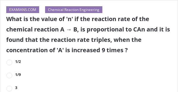 What is the value of 'n' if the reaction rate of the chemical reaction ...