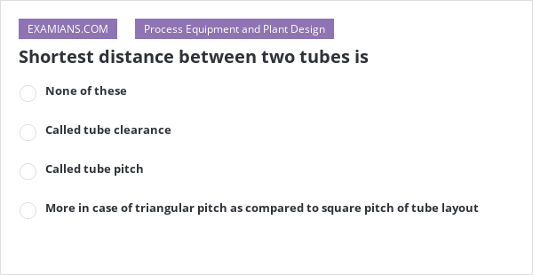 Shortest distance between two tubes is | EXAMIANS