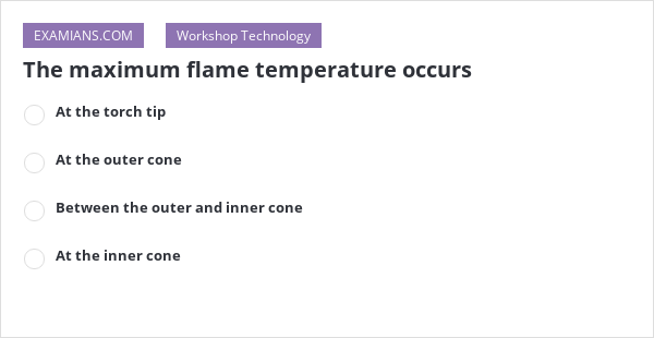 The maximum flame temperature occurs | EXAMIANS