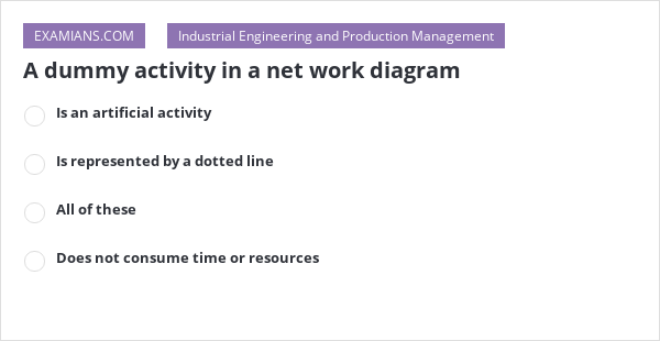 A dummy activity in a net work diagram | EXAMIANS
