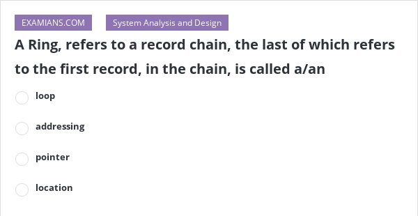 A Ring, refers to a record chain, the last of which refers to the first ...