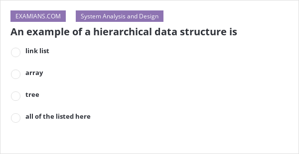 An example of a hierarchical data structure is | EXAMIANS