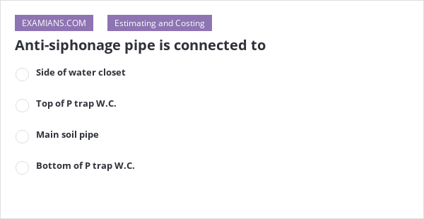 Anti-siphonage pipe is connected to | EXAMIANS